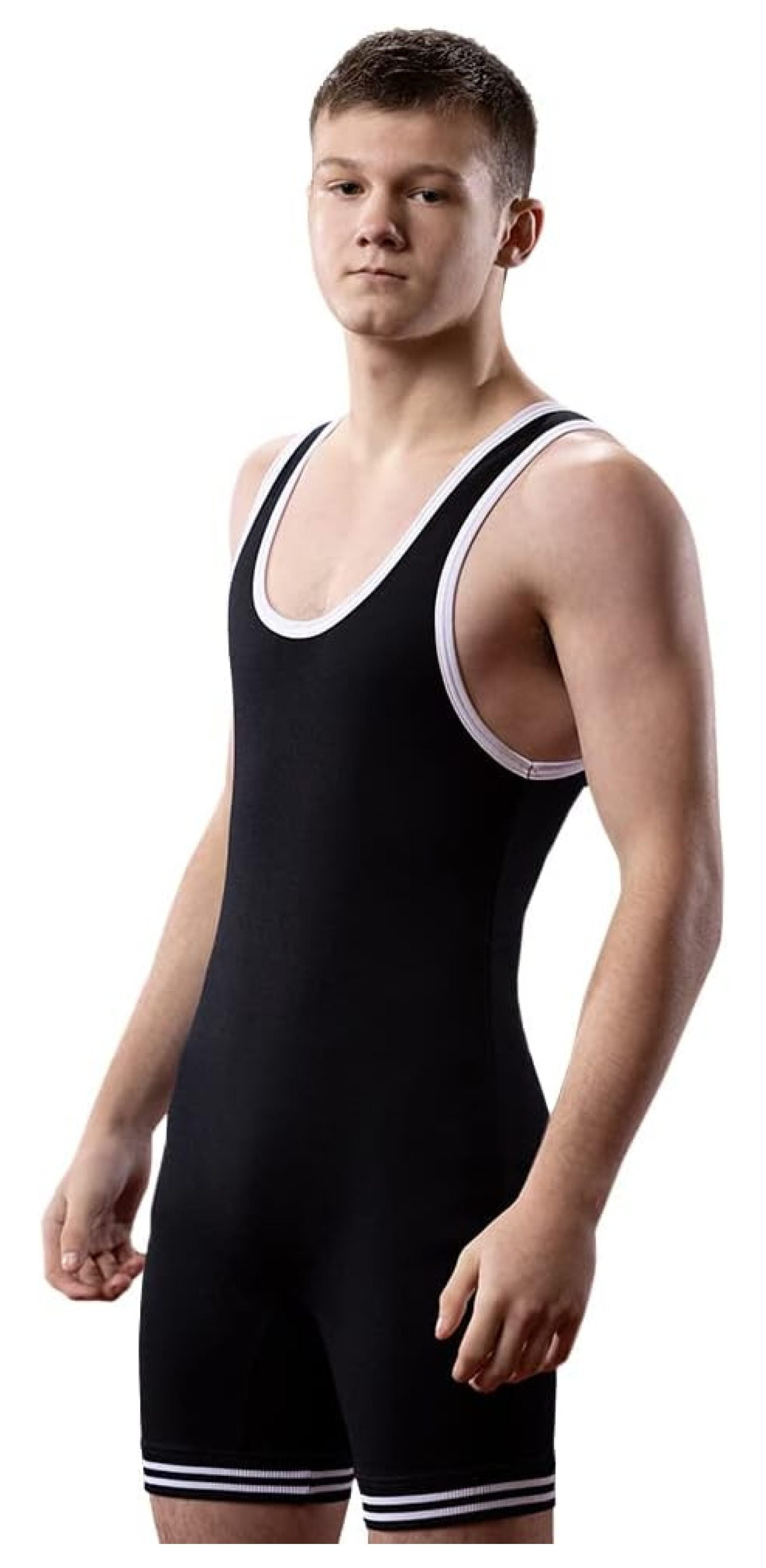 Xie Kun Wrestling Singlet Adult Men’s Double Knit Nylon Black White ...