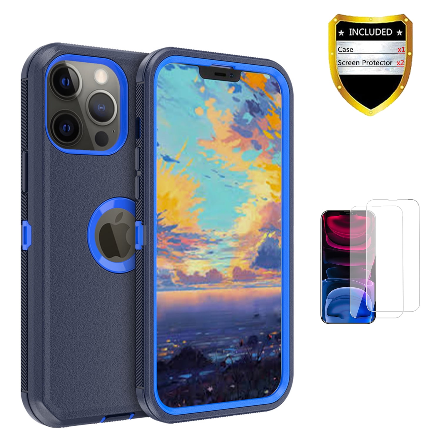 Xihaiying iPhone 12, 12 Pro Case + Screen Protectors, Heavy Duty Hard ...