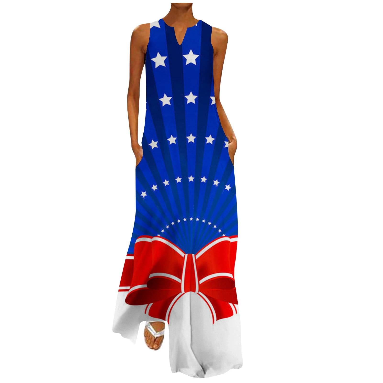 Xihbxyly Clearance 4Th of July Independence Day USA Flag Print Dress ...