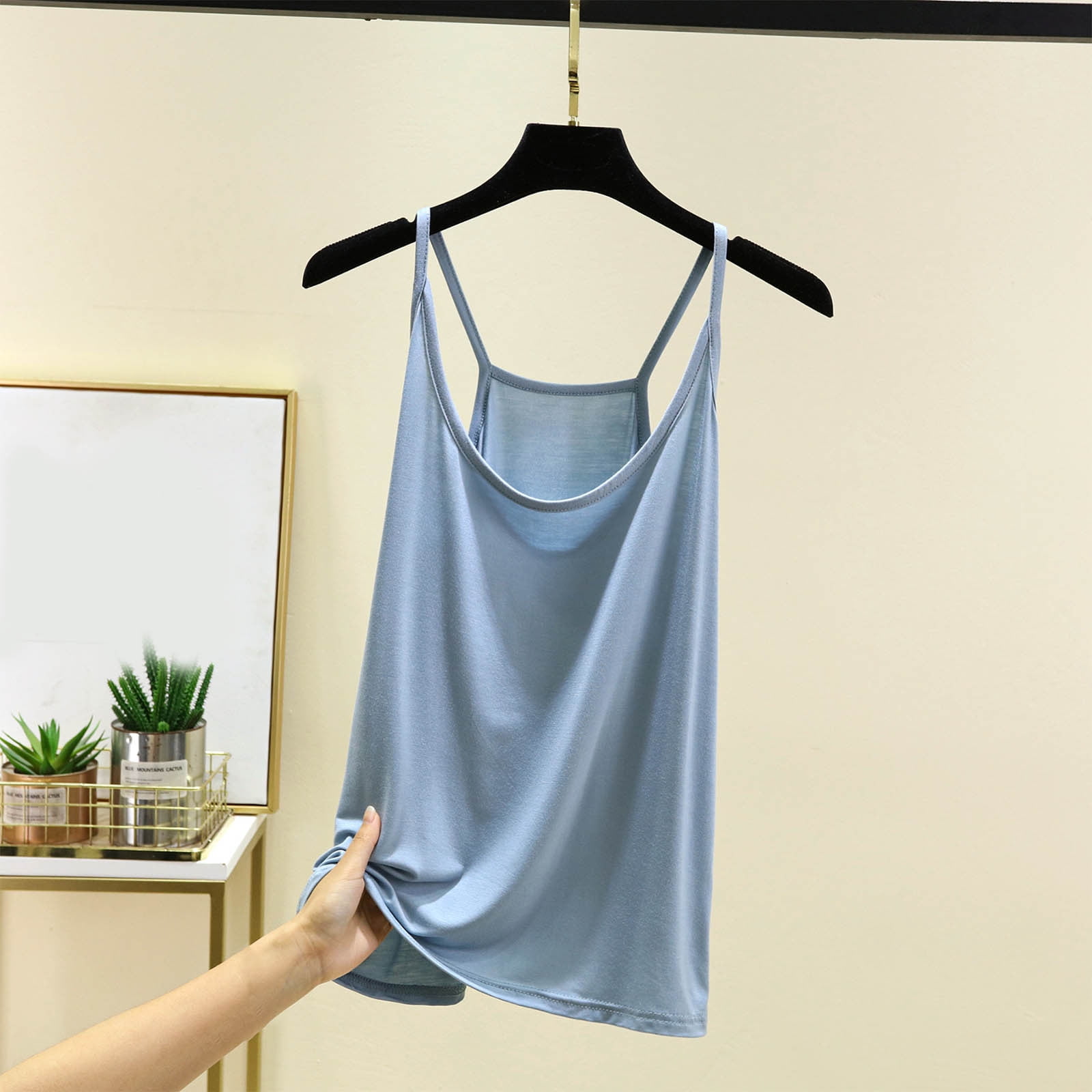 Xihbxyly Tank Tops for Women Under $5 Fashion Solid Color Crew Neck ...