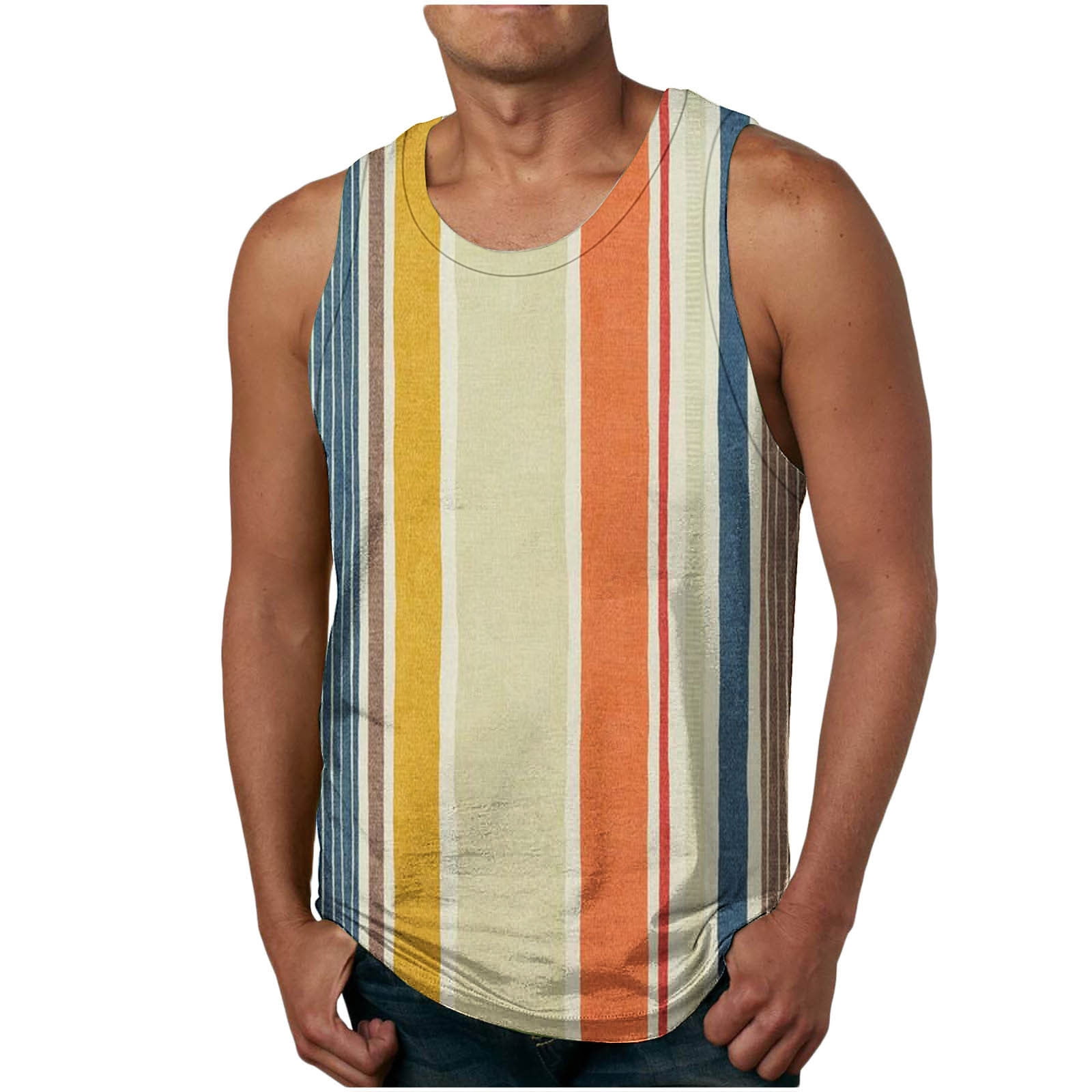 Xihbxyly Tanks for Men, Men's Tank Tops 3D Printed Graphic Sleeveless ...