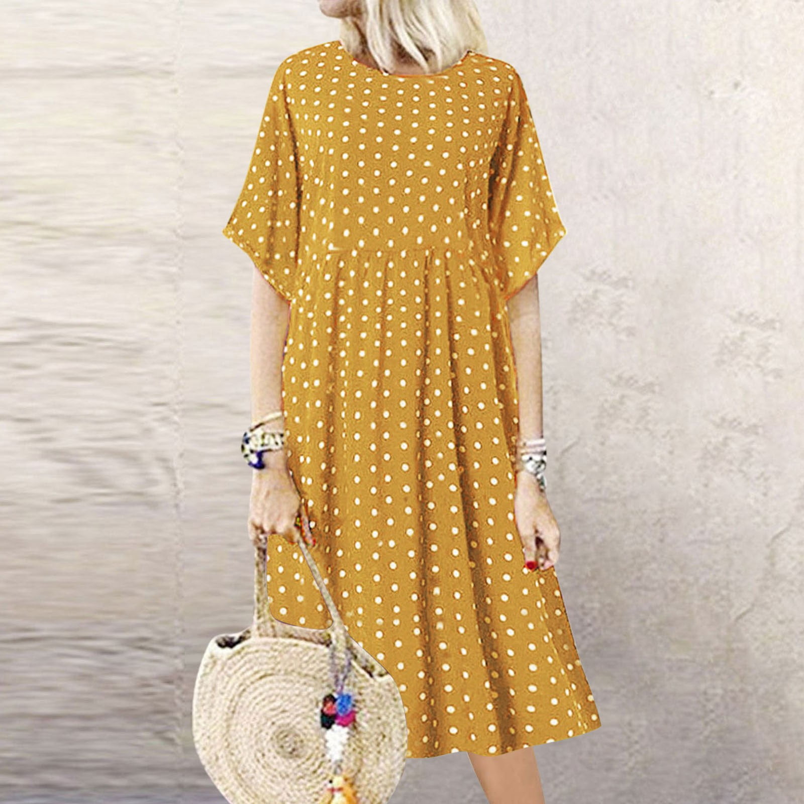 Xihbxyly Womens Clothes Clearance Oversized Polka Dots Off the Shoulder ...