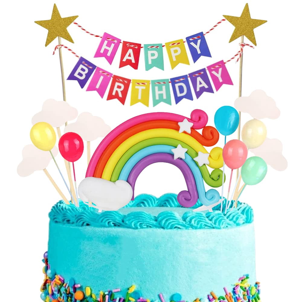 Xihuimay 15pcs Cake Topper Set - COC1Happy Birthday Banner Topper ...