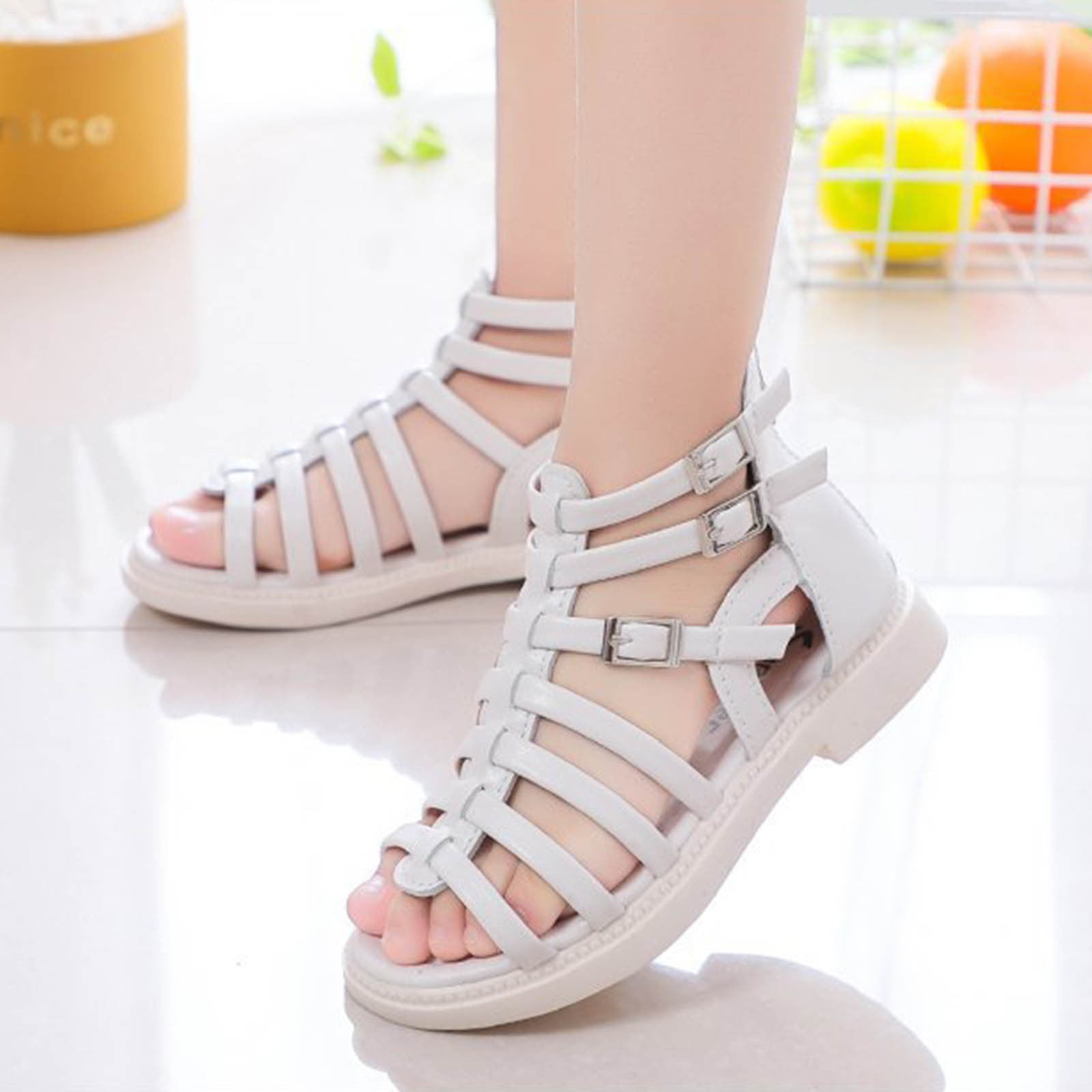 Xijirk Girls Sandals,Summer Children's Fashion Medium And Large Children's Roman Shoes with Soft ...