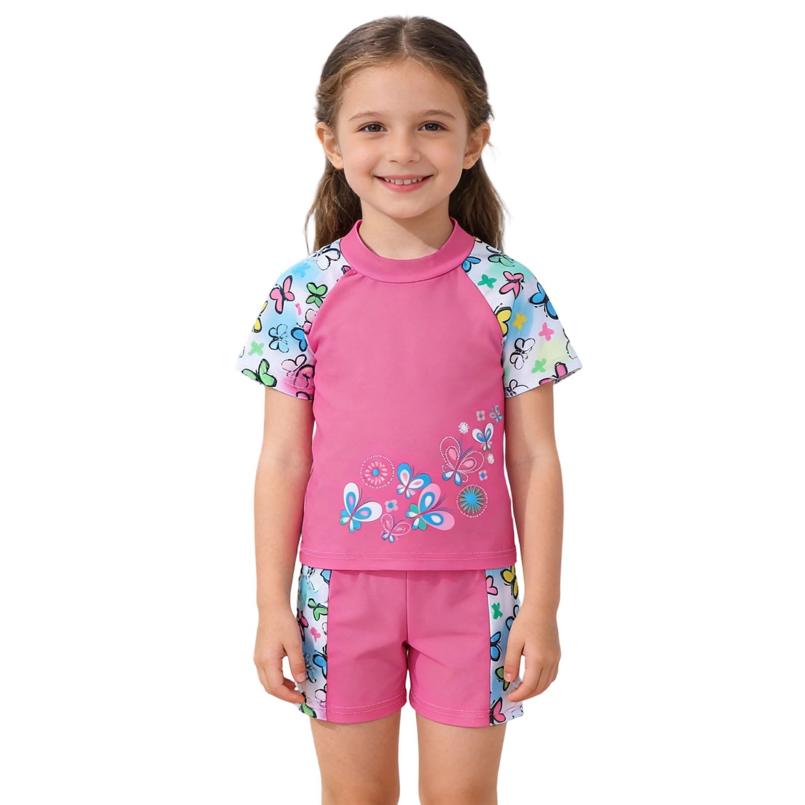 Xijirk Girls Swimsuit,Full Coverage Swimwear Long Sleeve Two Piece with ...