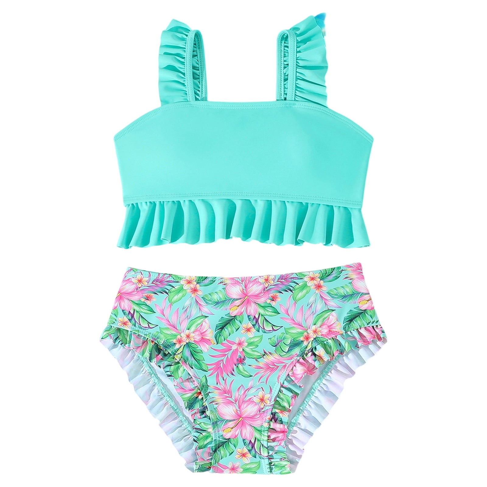 Xijirk Girls Swimsuit,Girls Two Piece Swimwear Floral Print Tankini ...