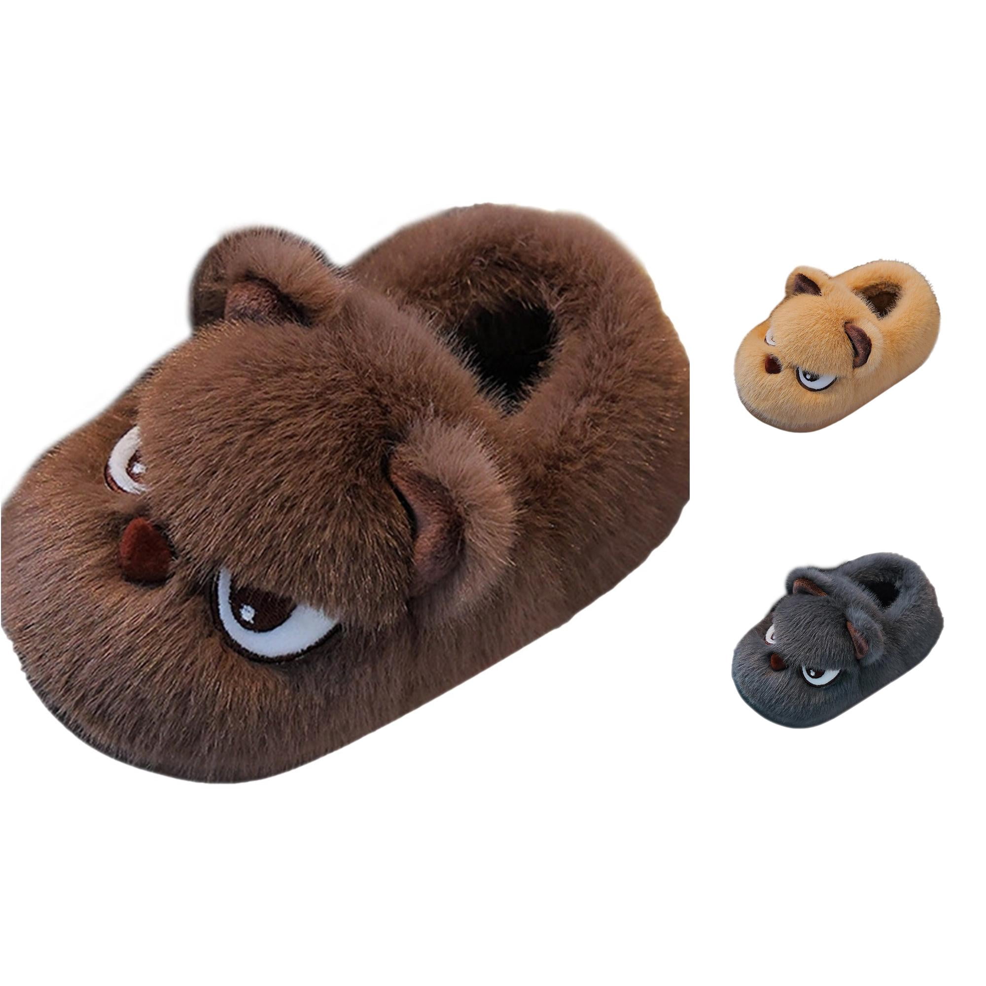 Xijirk Kids Animal Slippers with Big Eye Patches Closed Back Fuzzy ...