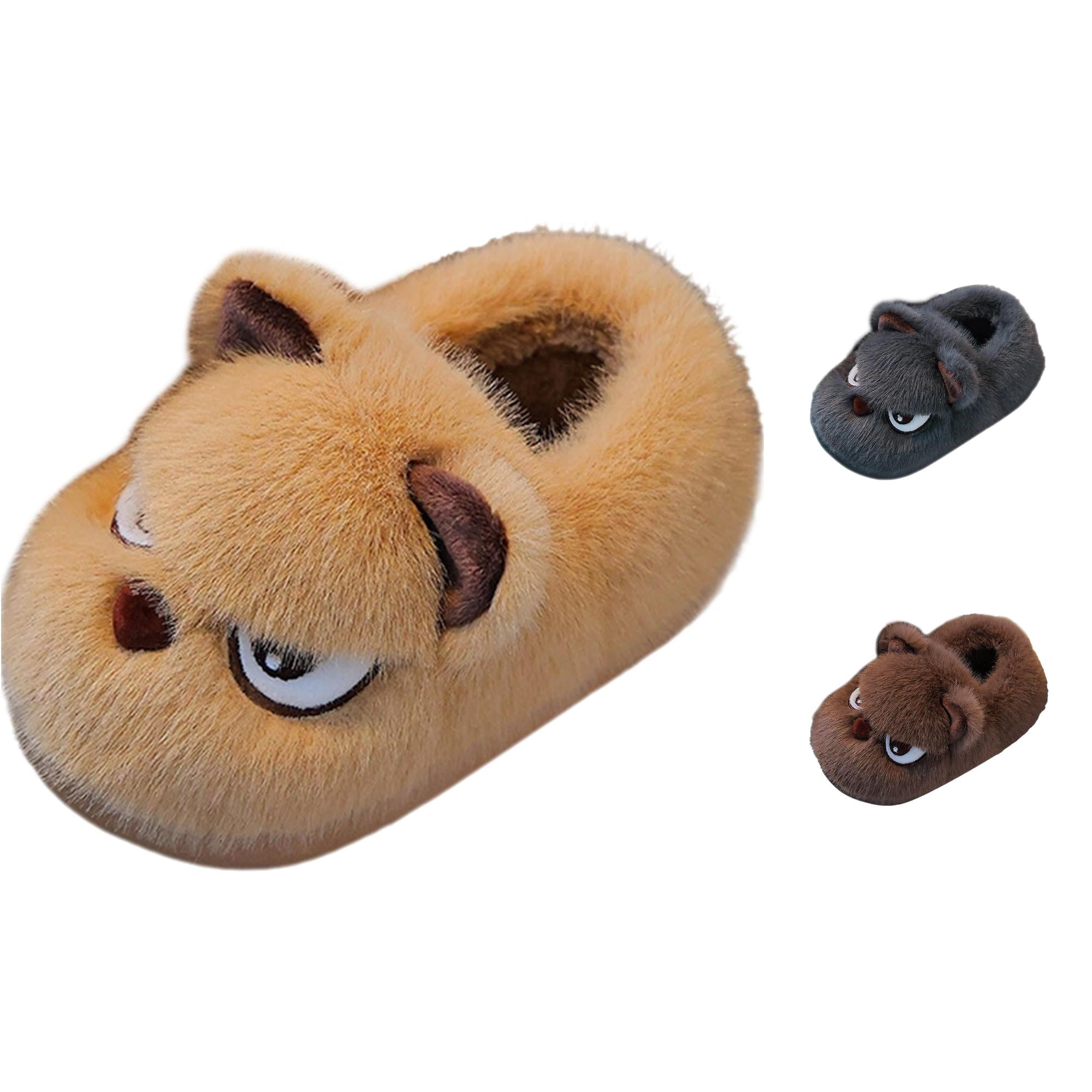 Xijirk Kids Animal Slippers with Big Eye Patches Closed Back Fuzzy ...