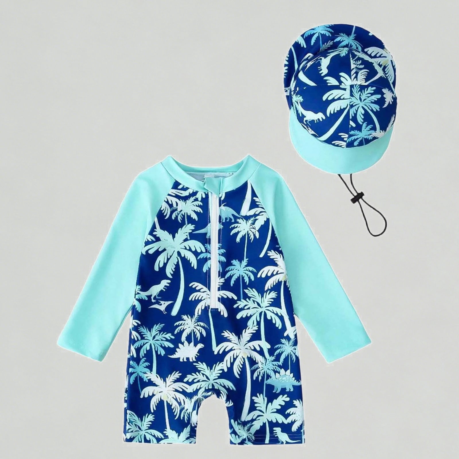 Xijirk Toddler Boys' 2-Piece Rash Guard Swimsuit Long Sleeve Print ...