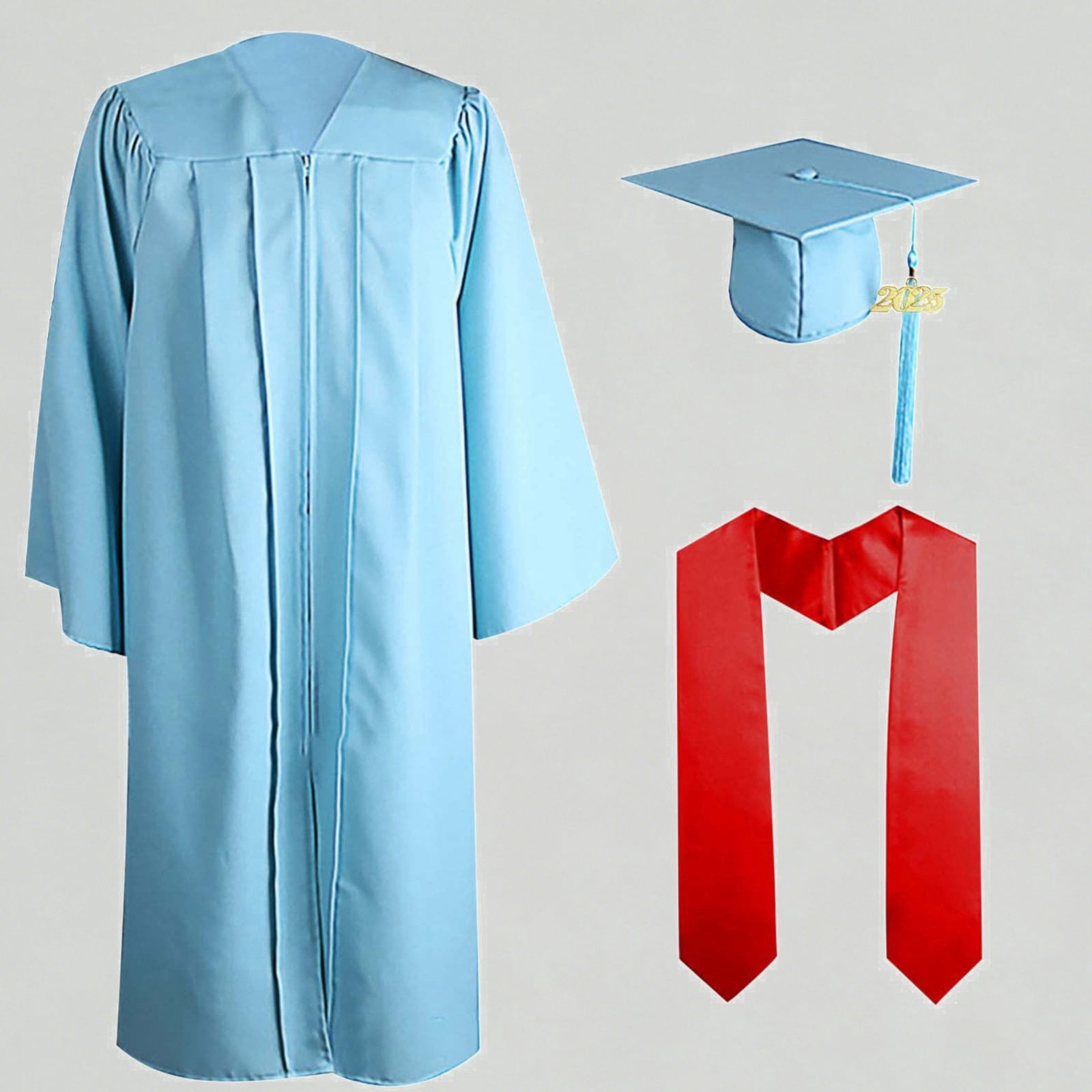 Xijirk Unisex Graduation Cap and Gown Set with Red Sash, Complete ...
