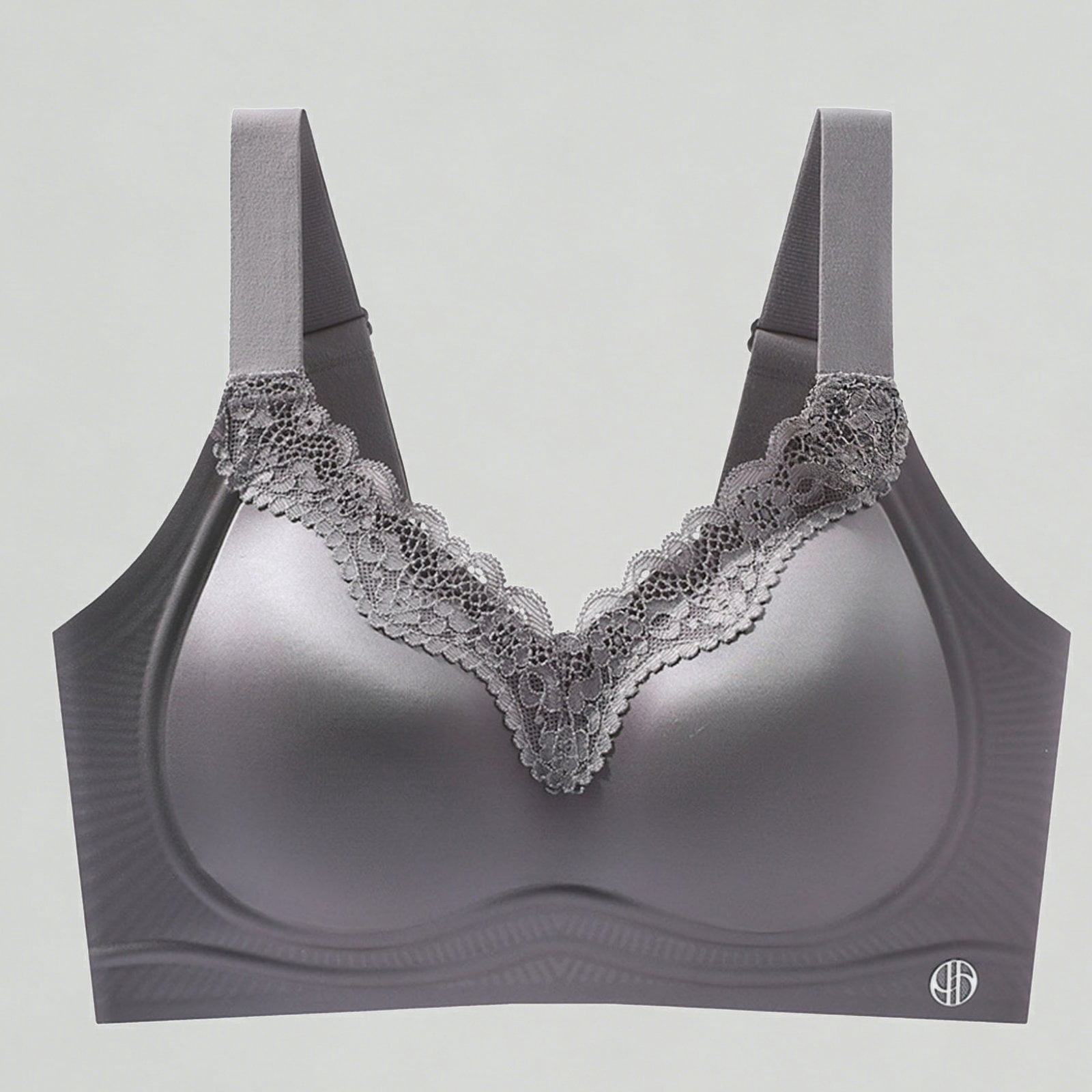 Xijirk Women's Lace Trim V-Neck Bralette Wireless Seamless with Jelly ...