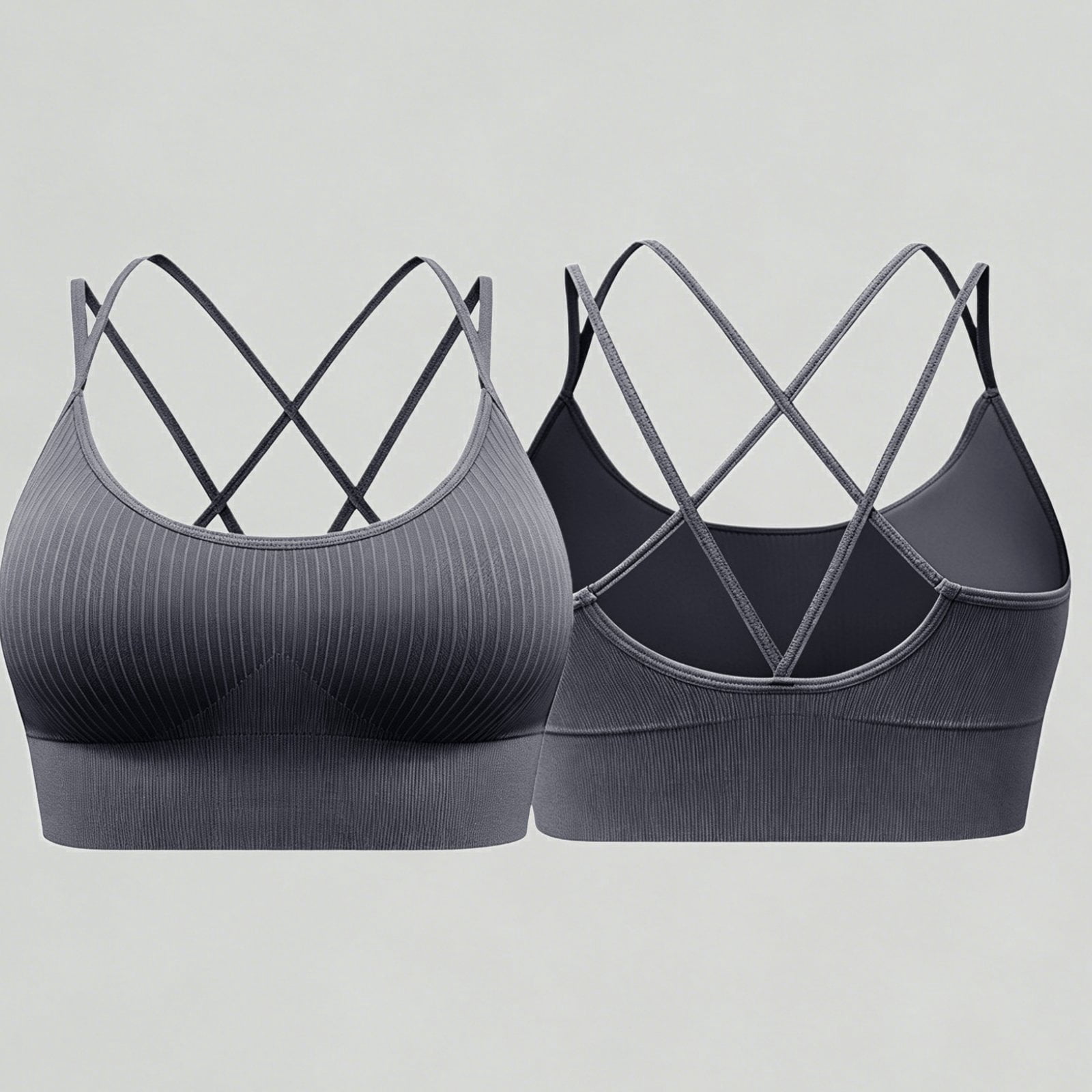Xijirk Women's Ribbed Crossback Sports Bra Thin Strap Yoga Top for ...
