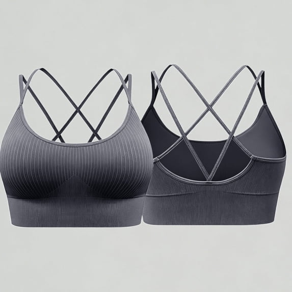 Xijirk Women's Ribbed Crossback Sports Bra Thin Strap Yoga Top for ...
