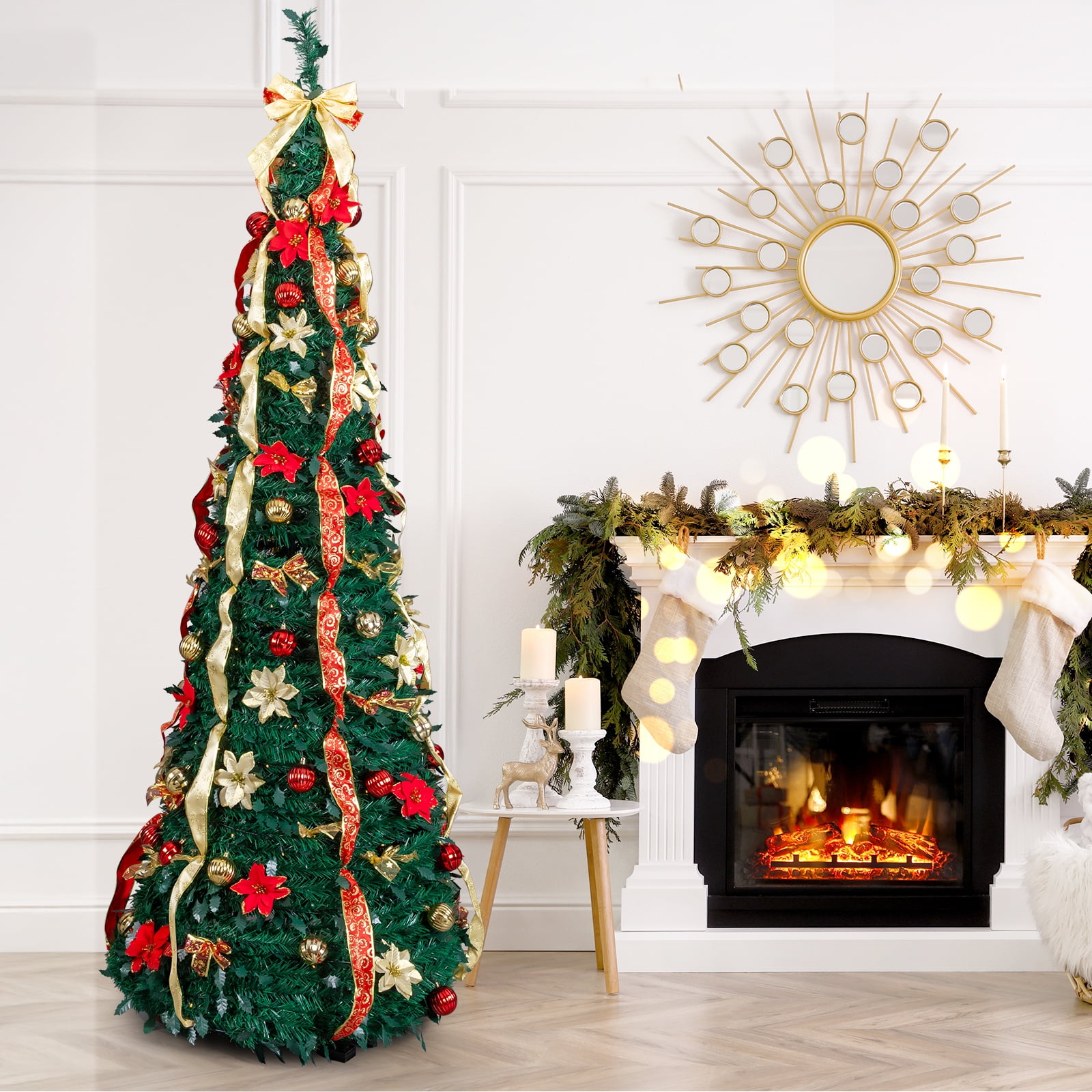 Xilee 7 FT Fully Decorated Pre-lit Christmas Tree, Pre Decorated Pop Up ...