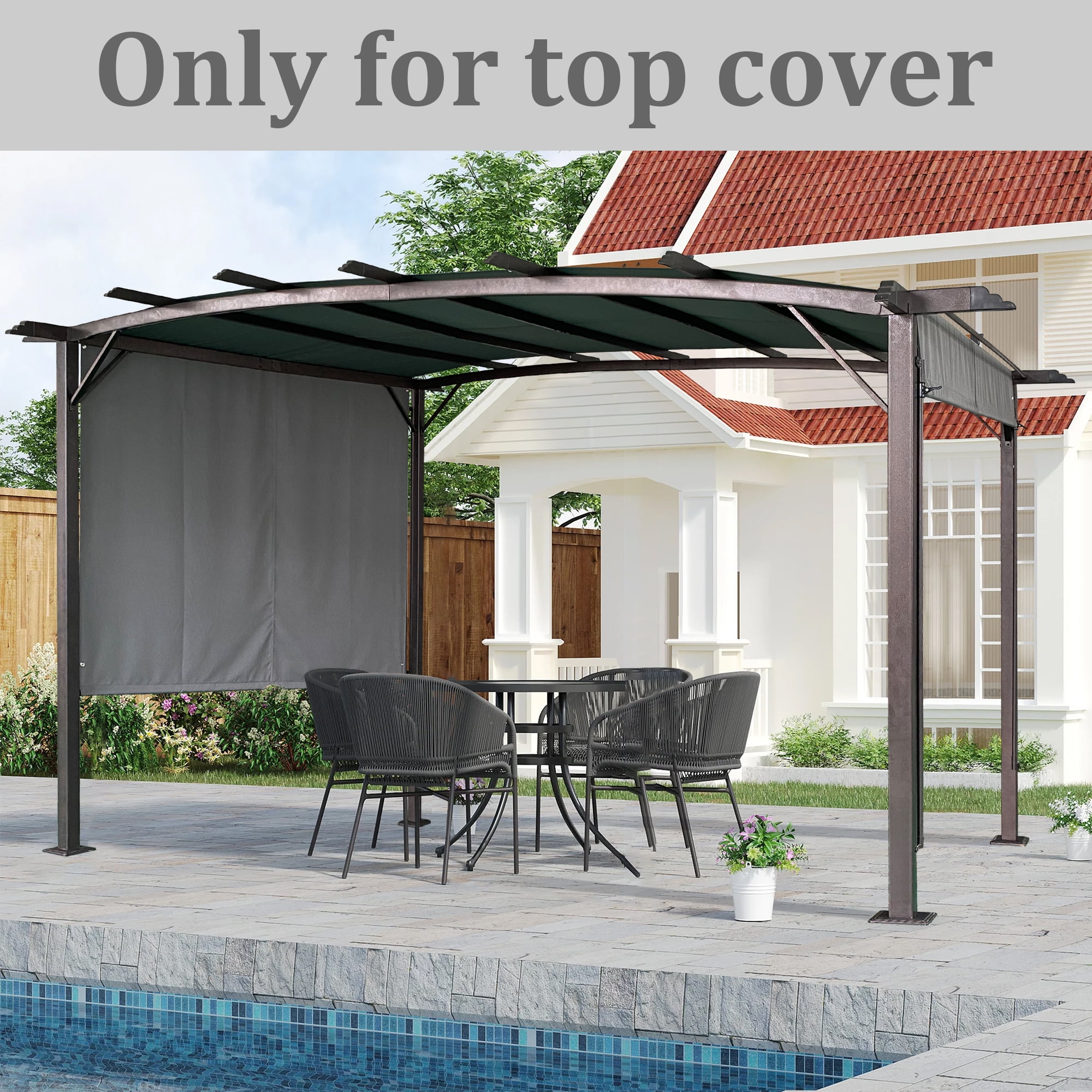 Xilee Outdoor Patio Pergola Replacement Canopy Top Cover 9'×12 Ft Pergola Shade Cover Universal ...