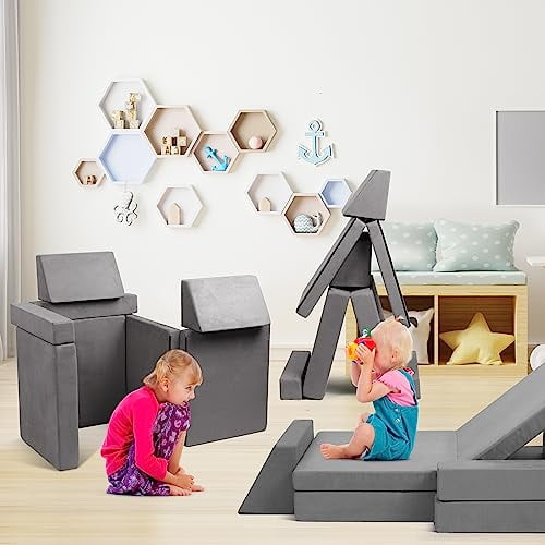 Xilingol Kids Play Couch, 8Pcs Convertible Sofa for Creativity ...