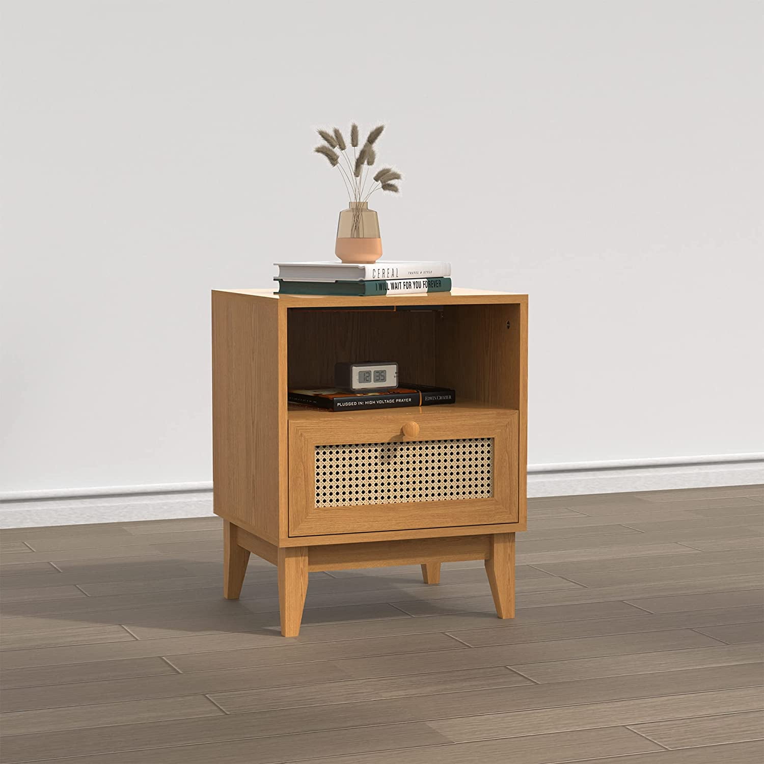 Xilingol Nightstand, End Table, Side Table with Hand Made Rattan ...