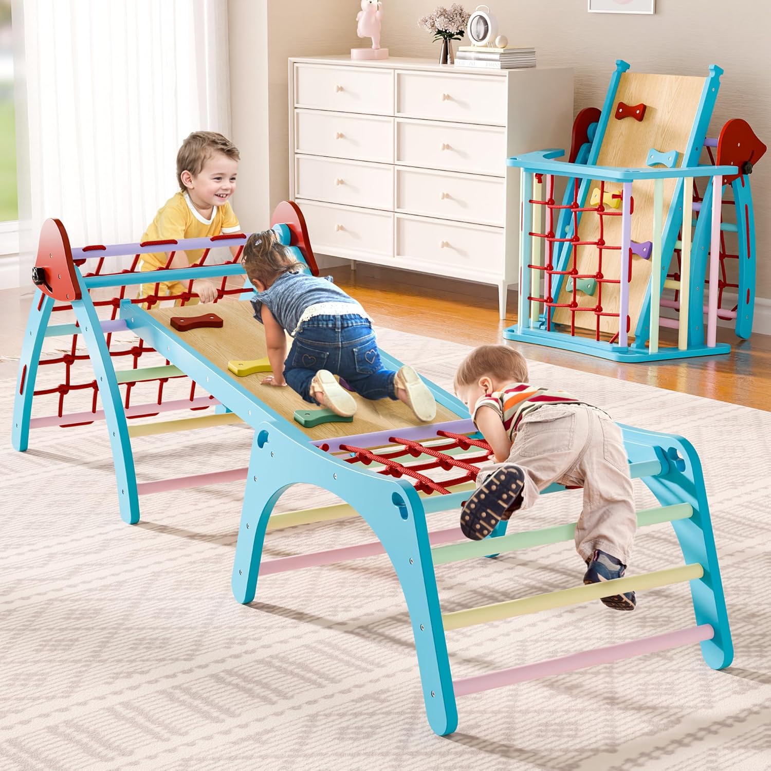 Xilingol Pikler Triangular Set, Foldable Wooden Pickler Climbing Set ...