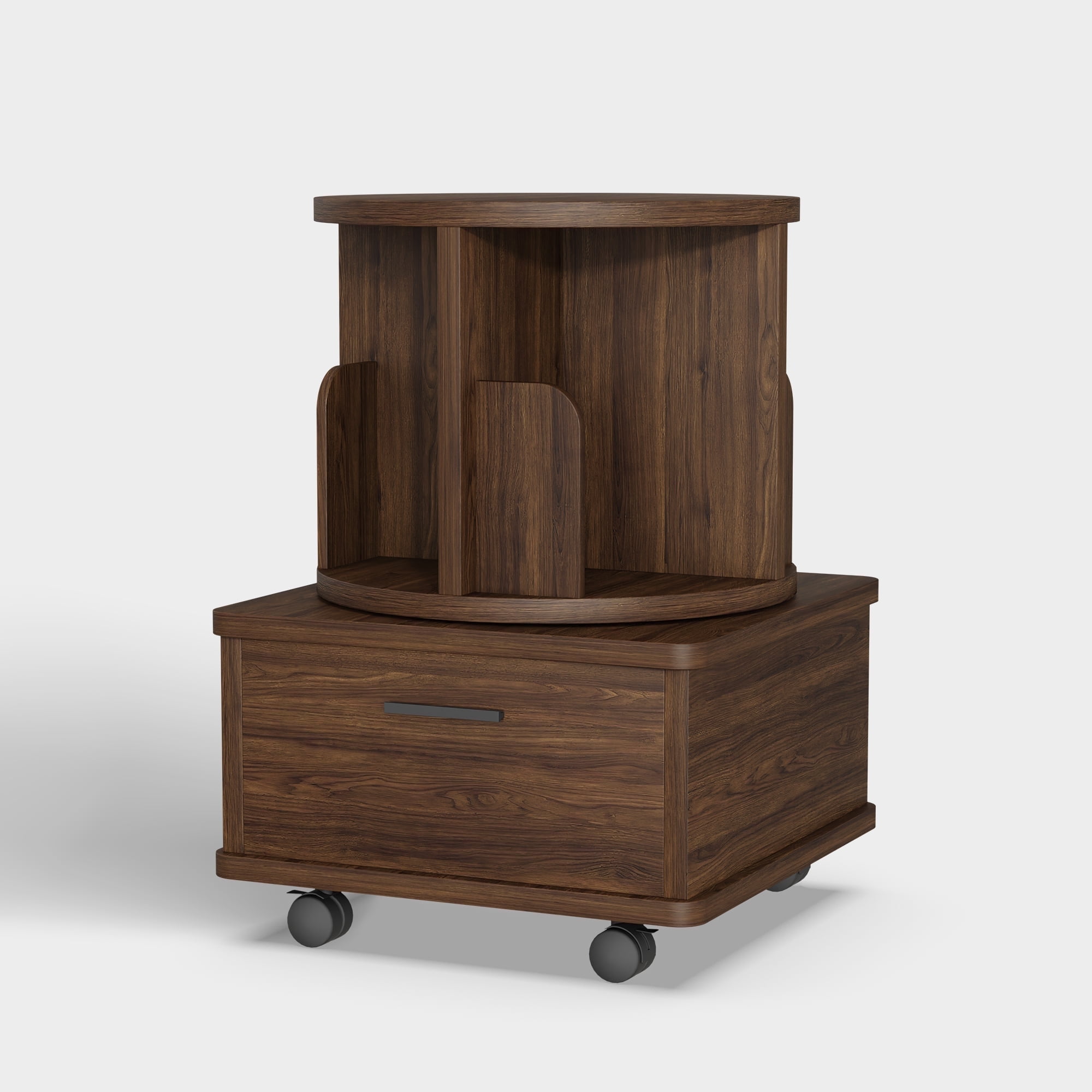 XIMN Rotating Bedside Table with Drawer, Space-Saving Nightstand with ...