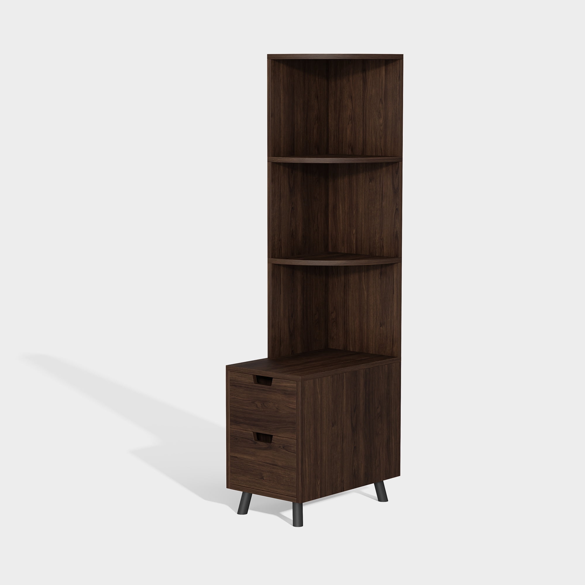 Ximn Tall Bedside Table Bookshelf with Drawers, Modern, 66.5 in ...