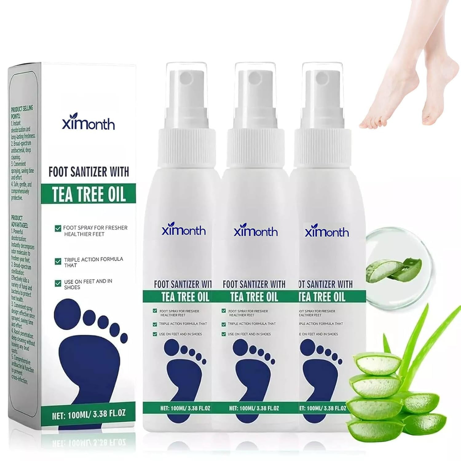 Ximonth Foot Sanitiser with, Tea Tree Oil Feet Spray, Clear Foot ...