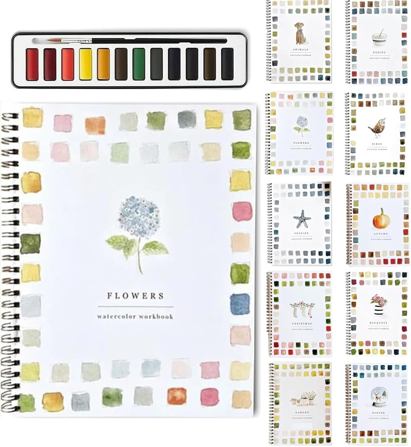 XinFan Watercolor Workbook, 12 Colors Water Color Book Paint Set with ...