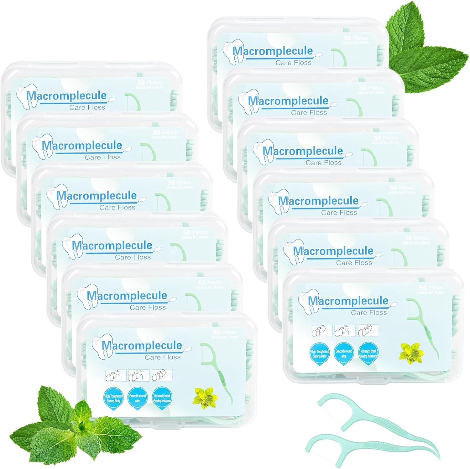 XinFanDental Floss Sticks Mint 600 Pieces Dental Floss Mint Tooth ...