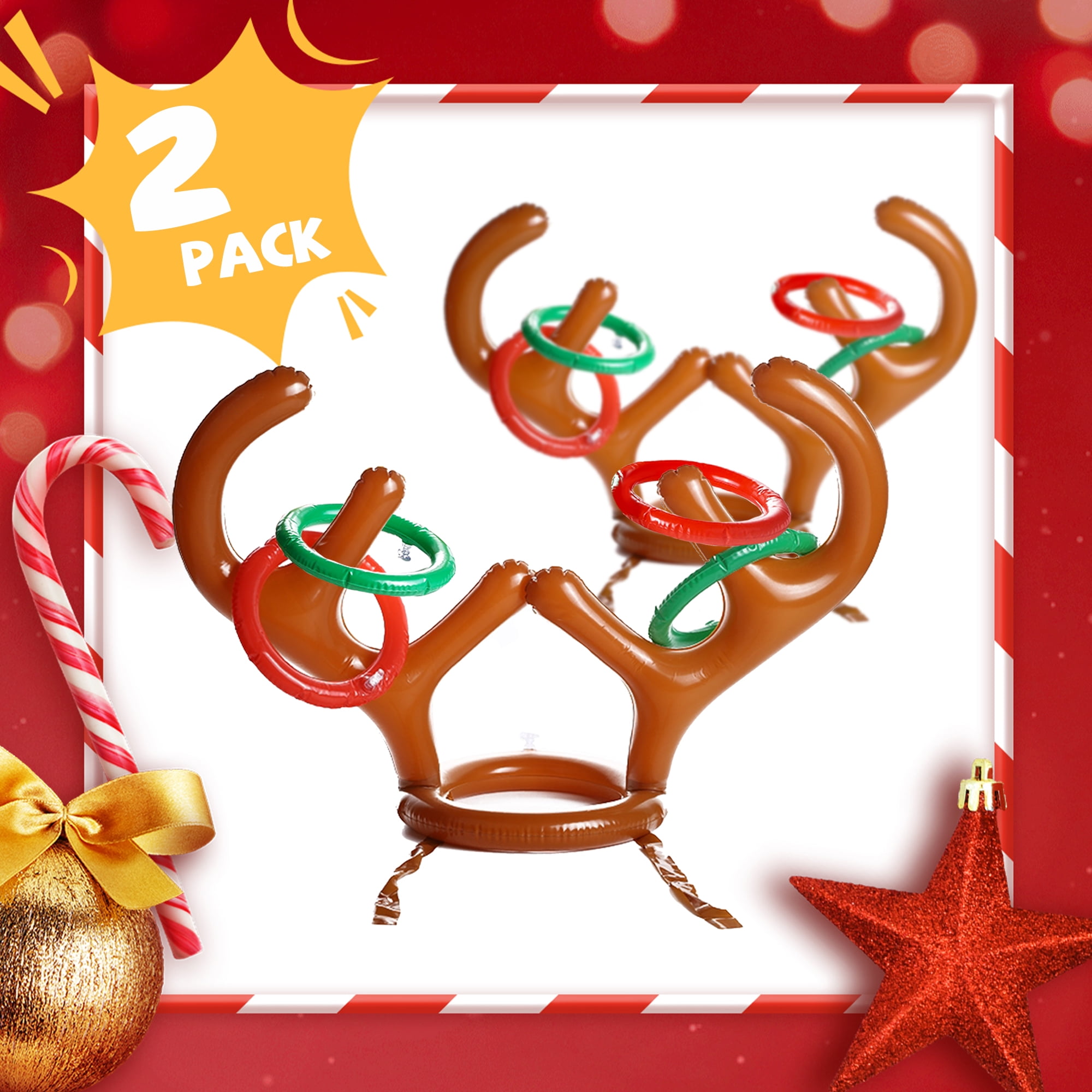 XinLe Inflatable Reindeer Antler Ring Toss Game Set, Indoor/Outdoor ...