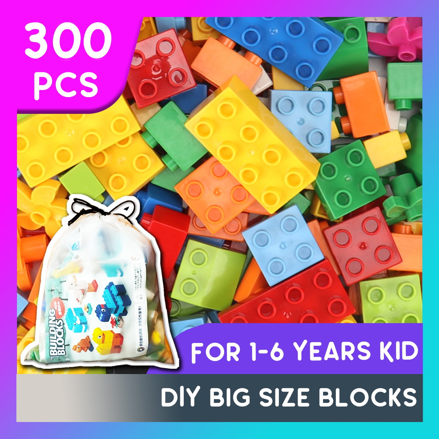 XinLe 300 Piece Building Blocks Set for Kids, Basic STEM Toy Gift ...