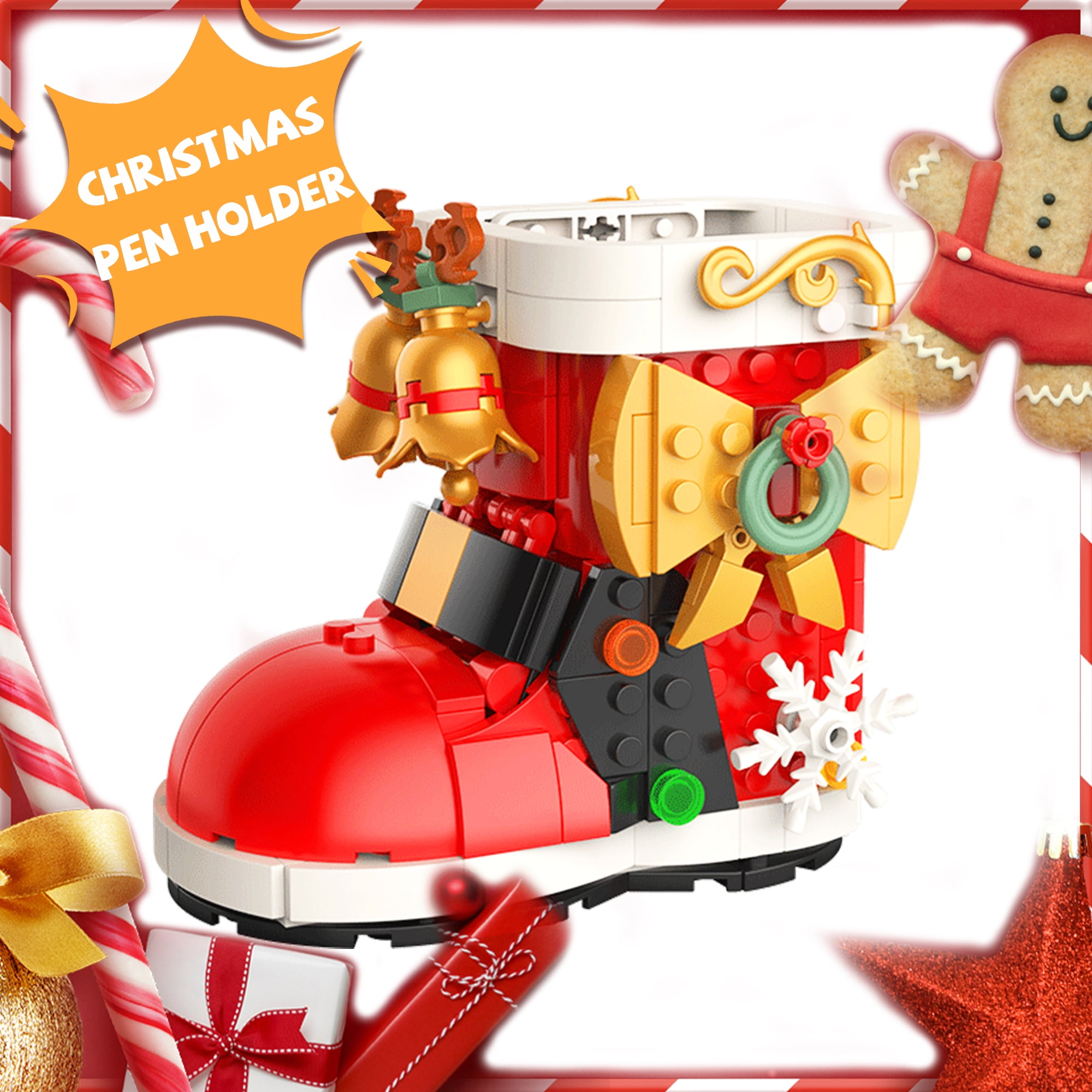XinLe Christmas Snow Boot Model Pen Holder Building Blocks Set Home Decoration Model Building ...