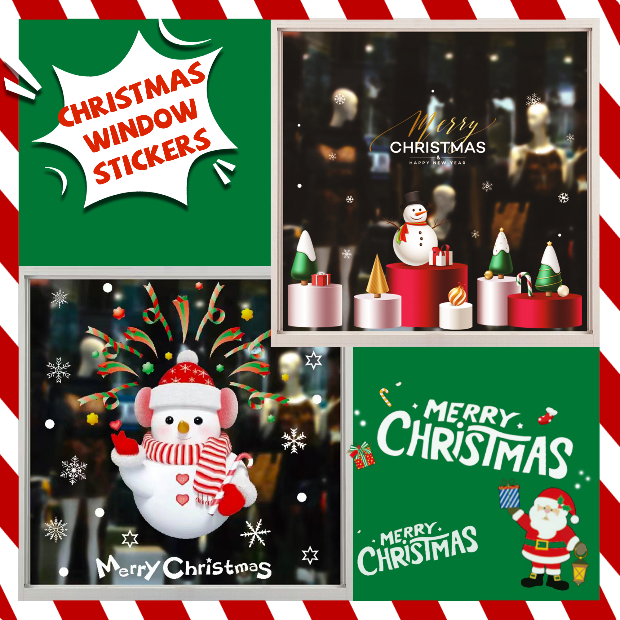 XinLe Christmas Window Clings Stickers for Display Glass Xmas Decals Decorations Holiday ...
