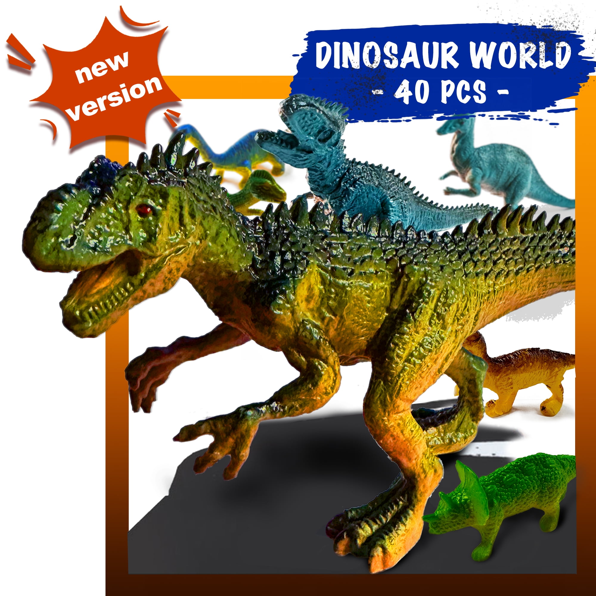 XinLe Dinosaur Toy Set for Boys 3-7 Years, T-Rex, Triceratops, 40 Pcs ...