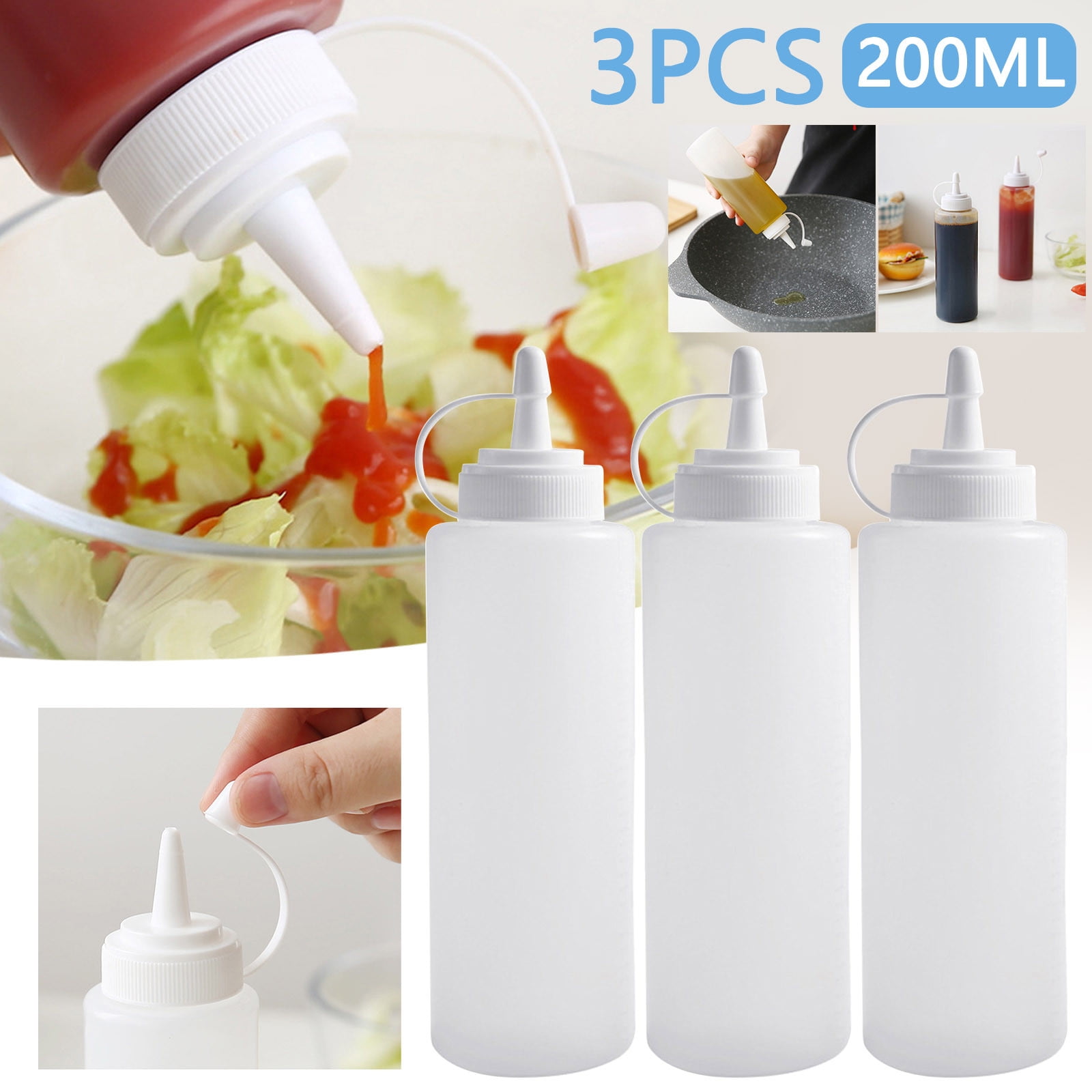 Xindewwl 200ML Seasoning Bottle Durable Plastic Bottle For Tomato BBQ ...