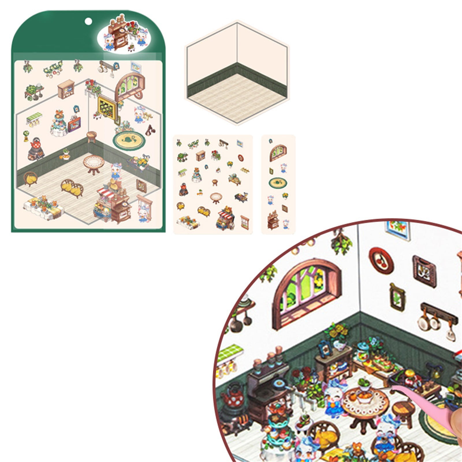Xindewwl DIY 3D House Stickers Cute Scene Stickers For Adult Kids Fun ...