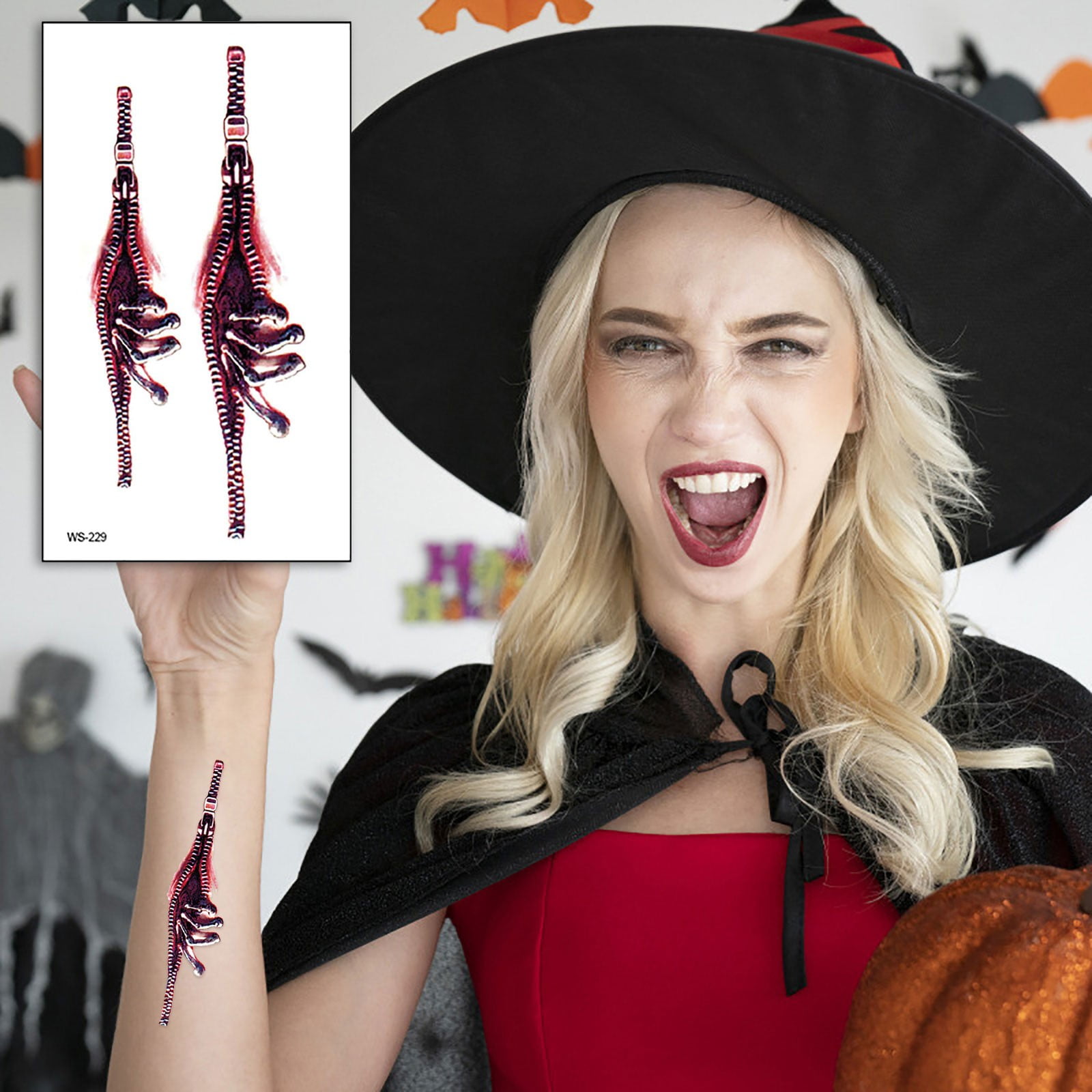 Xindewwl Halloween Horror Wounds Face Disposable Temporary Tattoo ...