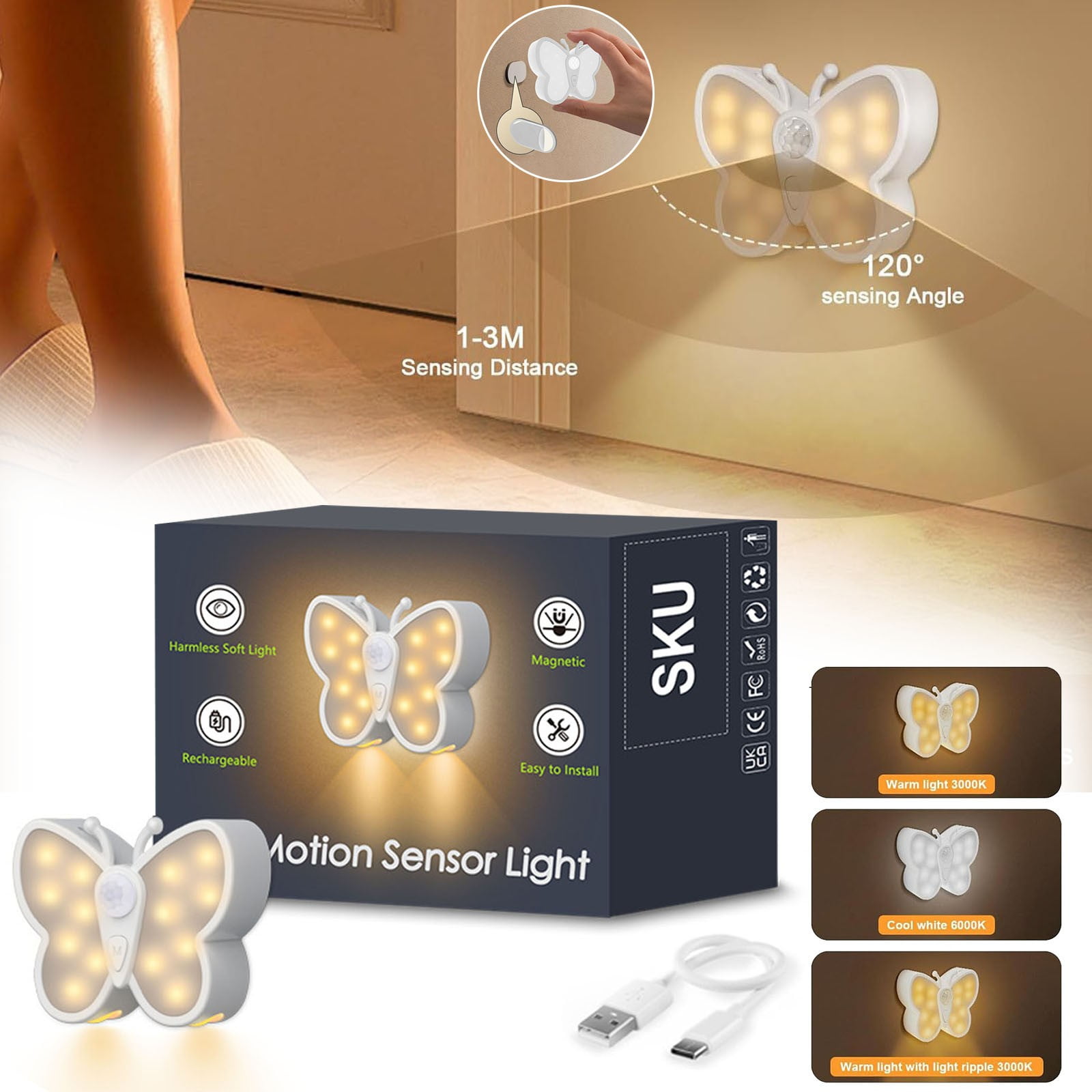 Xindewwl SIBI LIGHTING Night Light With Motion Sensor Brightness And ...
