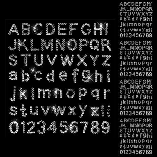 Xindojuz 5 Sheets Rhinestone Letters/Numbers – 26 Alphabet & 10 Number ...