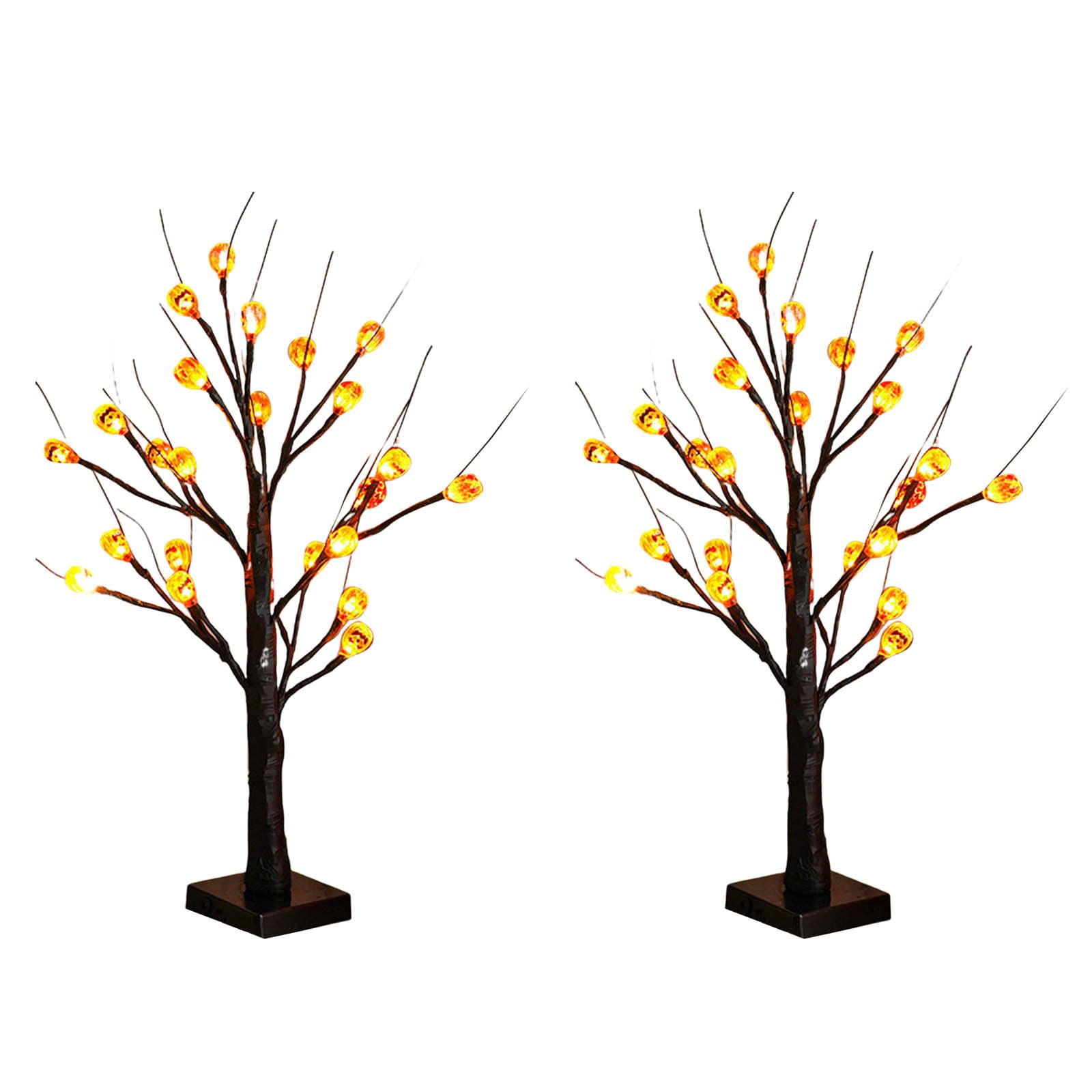 Xinduolei Black Tree Lighted Table Decor with Timer Pumpkin Bat Lights ...