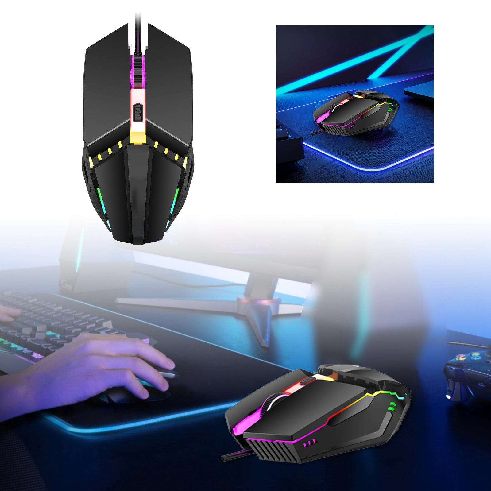 Xinduolei Wired Gaming for Desktop and Laptop USB Optical with LED ...