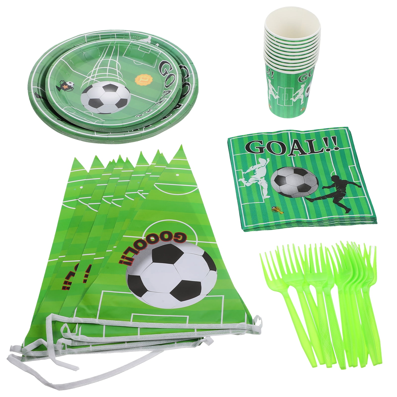 OUNONA Soccer Theme Birthday Party Decorations Green Paper Plates and ...