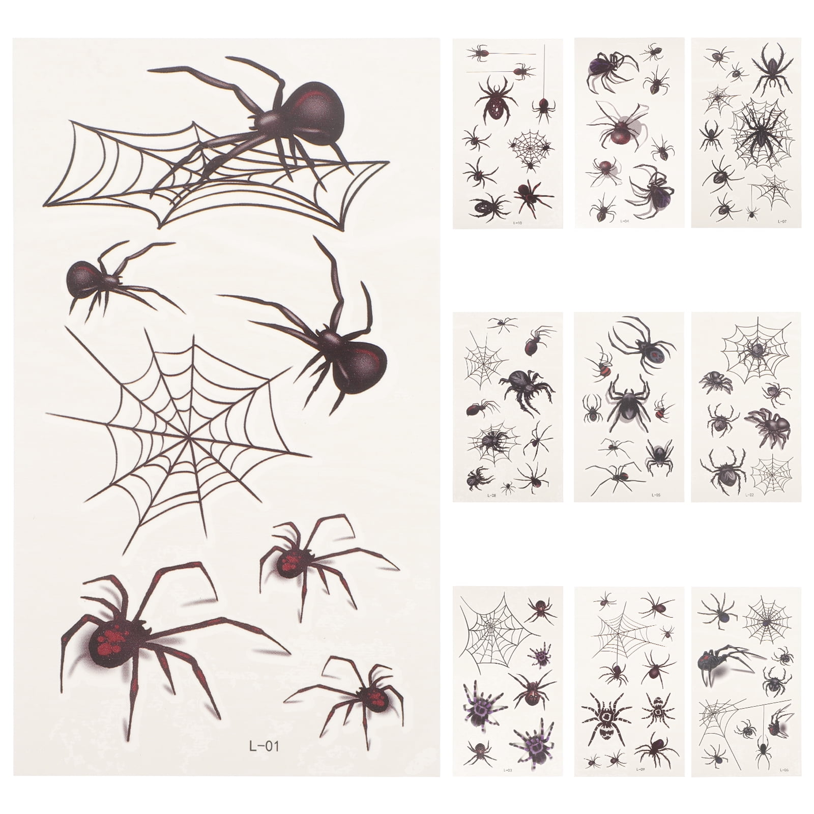Xing 20 Sheets Spider Temporary Tattoos Stickers Face Spider Cobweb ...