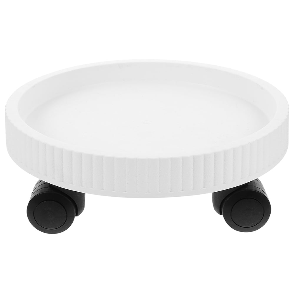 OUNONA White Plastic Plant Stand with Wheels for Flower Pot Bracket ...