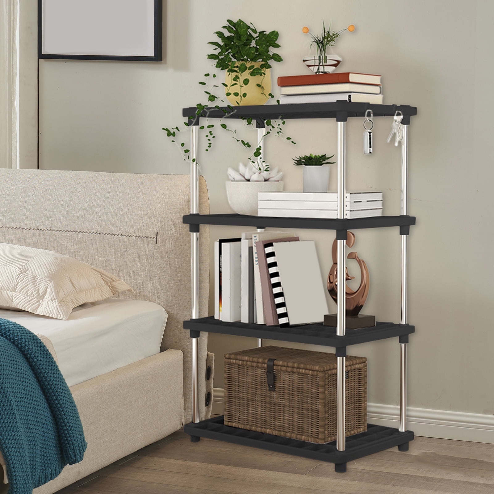 XingLiang 4 Tier Plastic Shelves Multipurpose Lightweight Storage ...