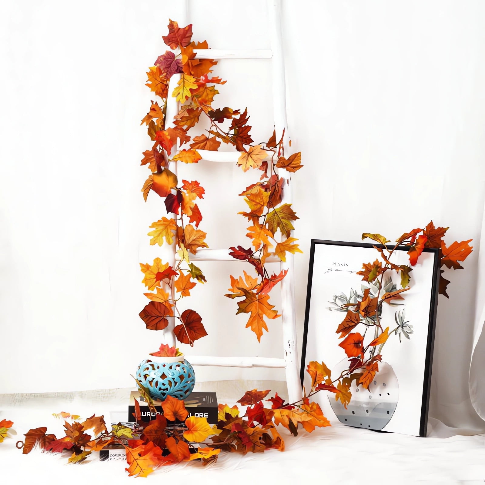 XingLiang Artificial Maple Leaf Rattan Vine Garland - 78.74" Fall Decor ...