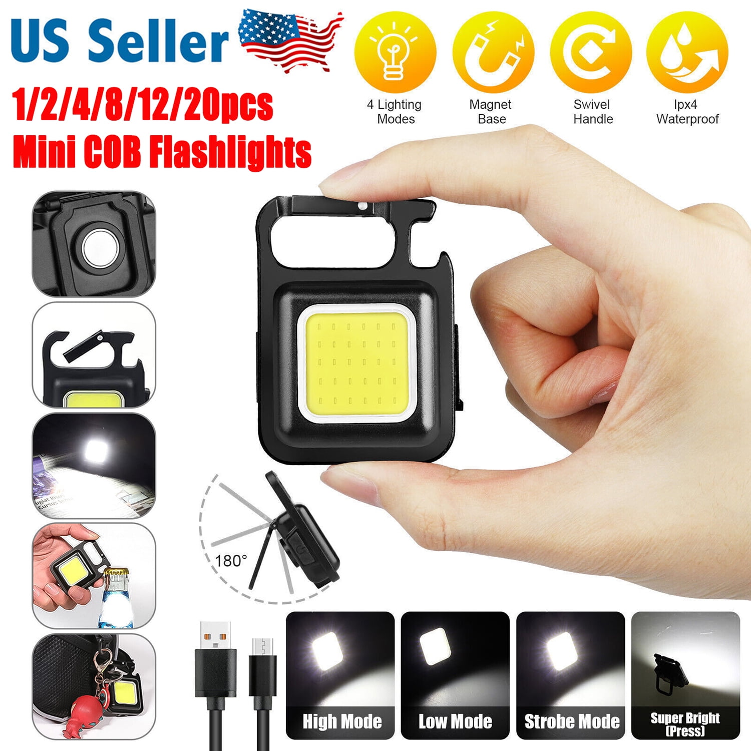 Xingbo Mini COB Flashlights Bright Rechargeable Keychain Lamp Portable ...