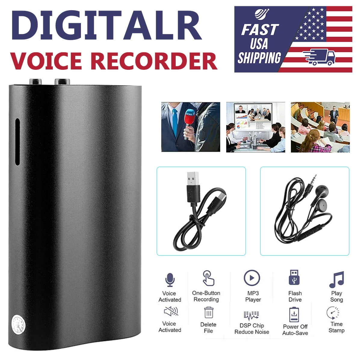 Xingbo Voice Activated Recorder Spy Mini MP3 Digital Voice Activated ...