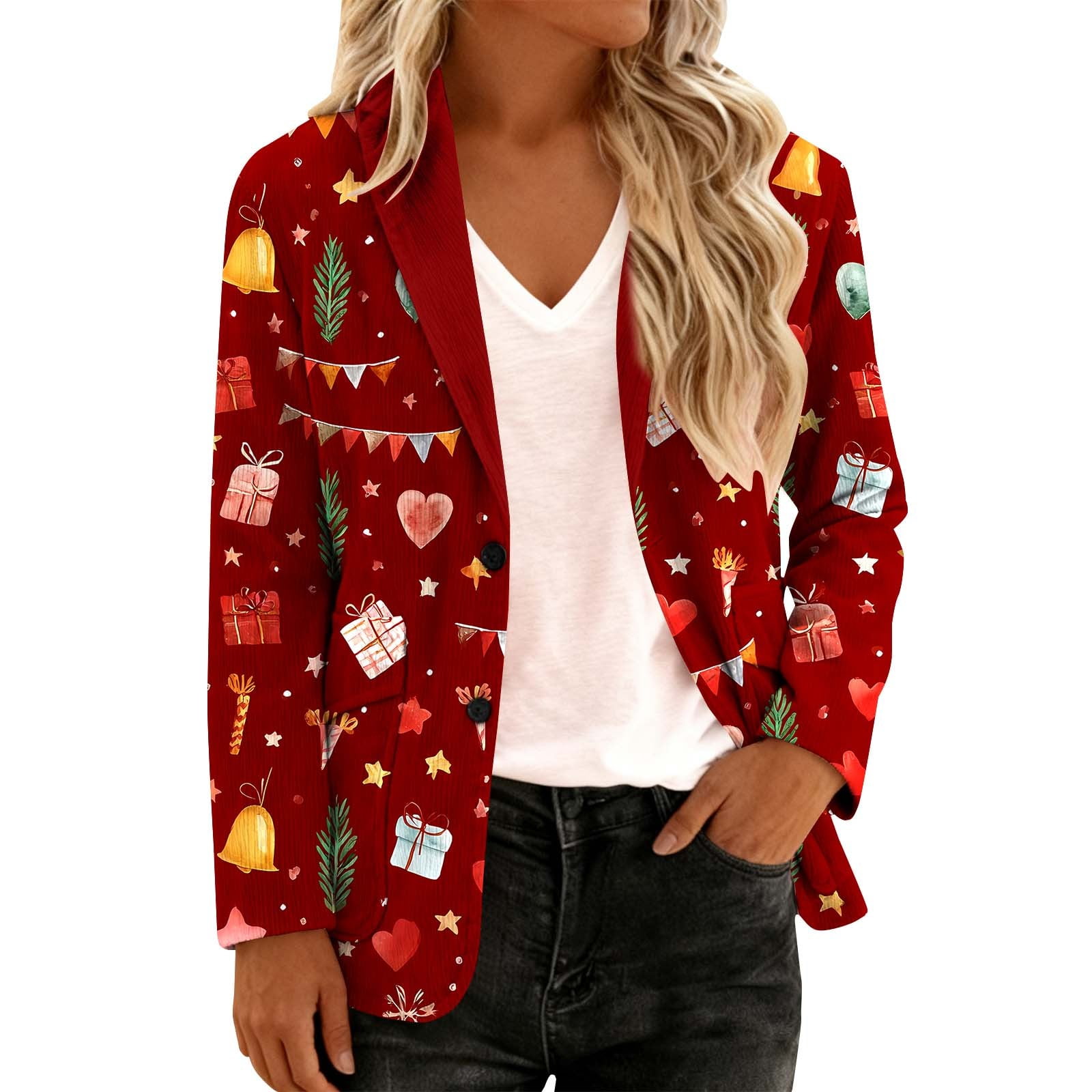 Xingpeng Corduroy Blazer for Women 2026 Long Sleeve Notch Collar ...