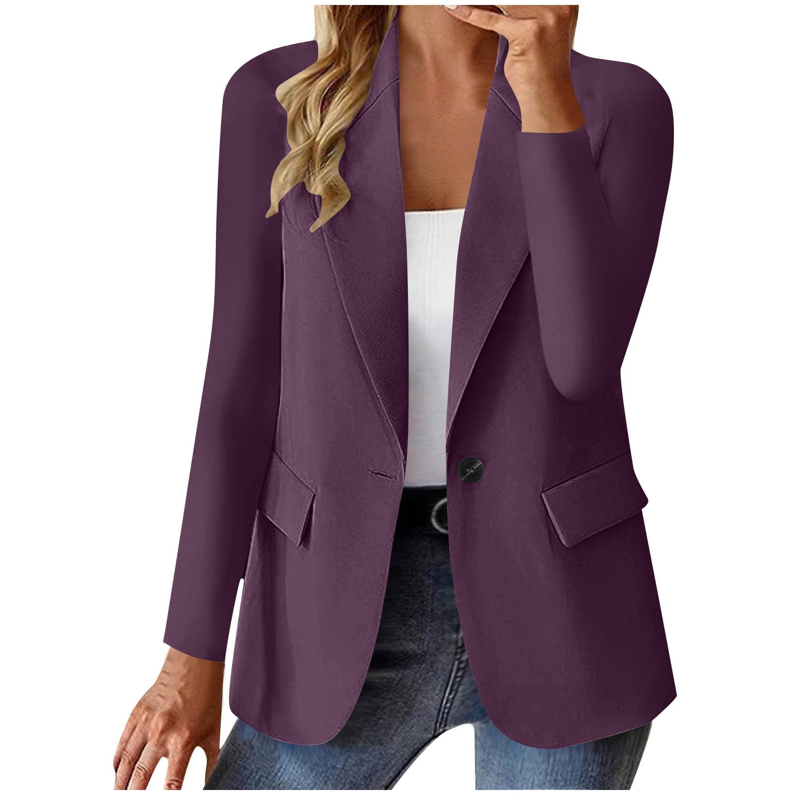 Xingpeng Lightweight Nylon Blazer for Women Fall Long Sleeve Casual ...