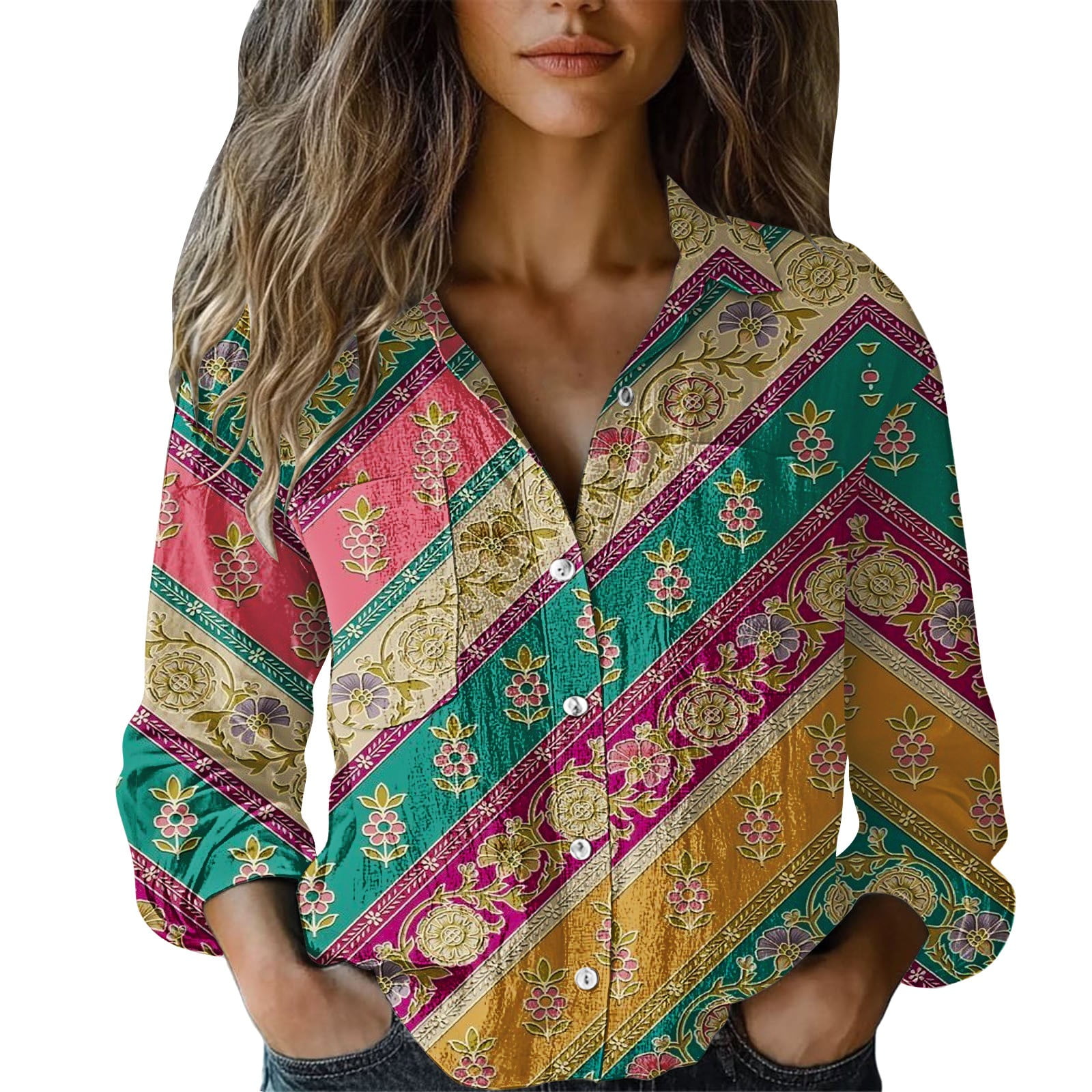 Xingpeng Womens Textured Bubble Wrinkle Long Sleeve Shirts Casual ...