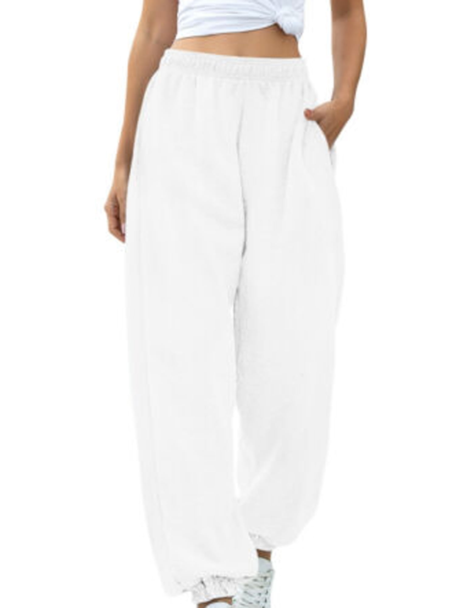 Xingqing Women's Closed Bottom Sweatpants with Pockets High Waist ...